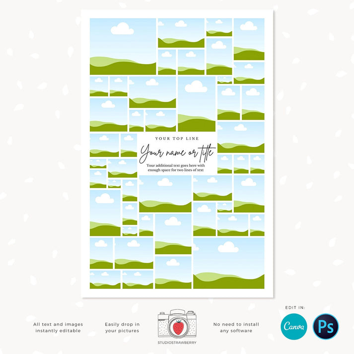 24x36 Photo collage, Poster Collage Template for 47 Photos, Poster size ...