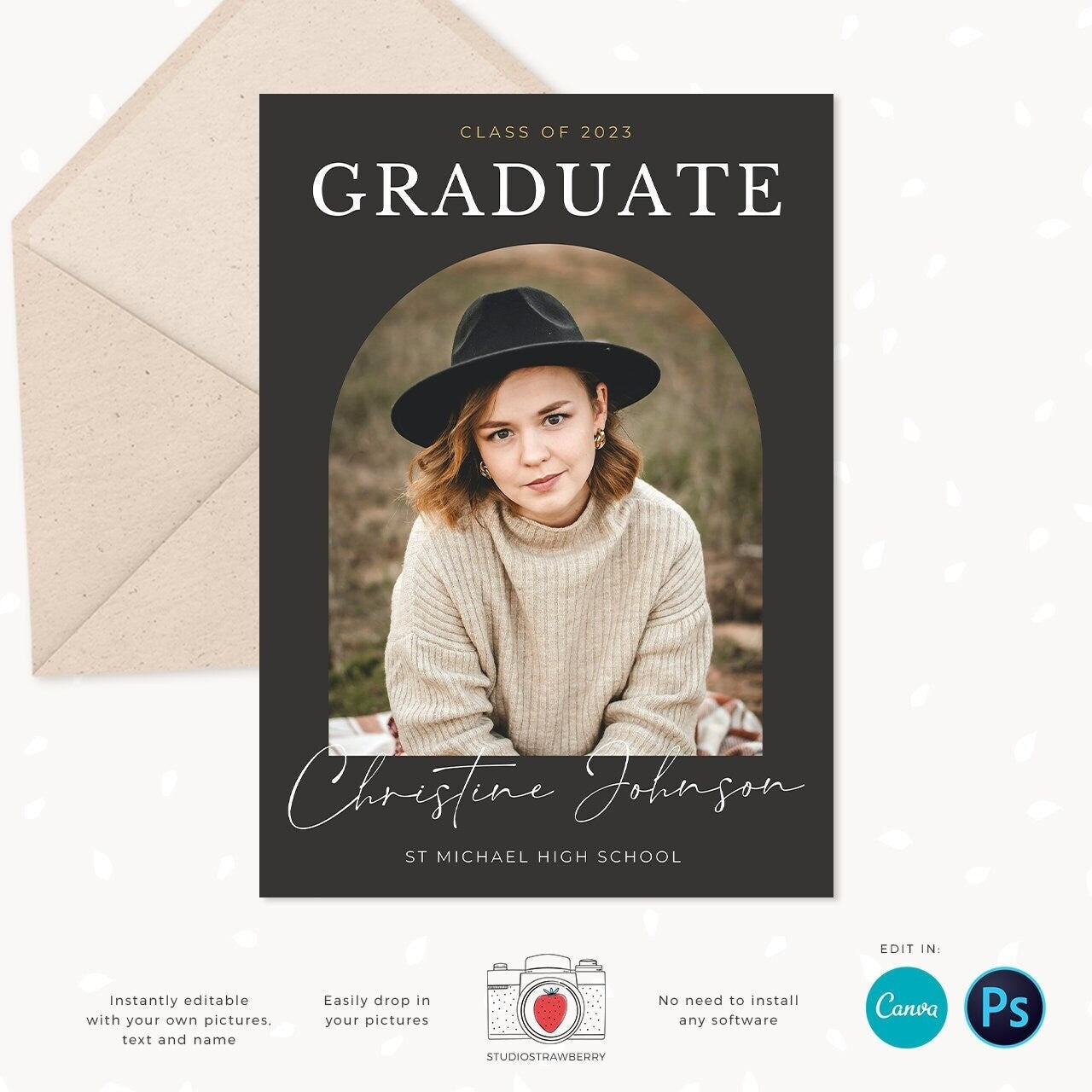 Graduation invitation template, Instantly editable, Editable Graduation ...