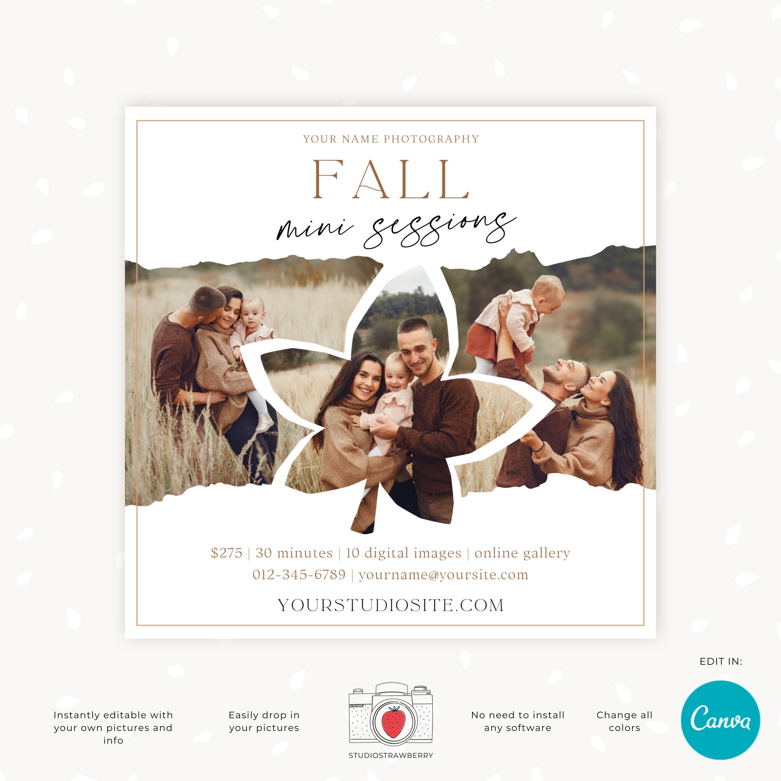Editable Fall Mini Sessions Flyer | Canva Template for Autumn Family ...